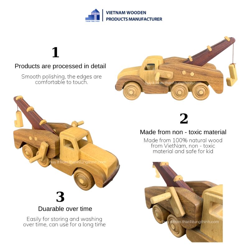 Wholesale Wooden Toy Rescue Crane Truck for Boys