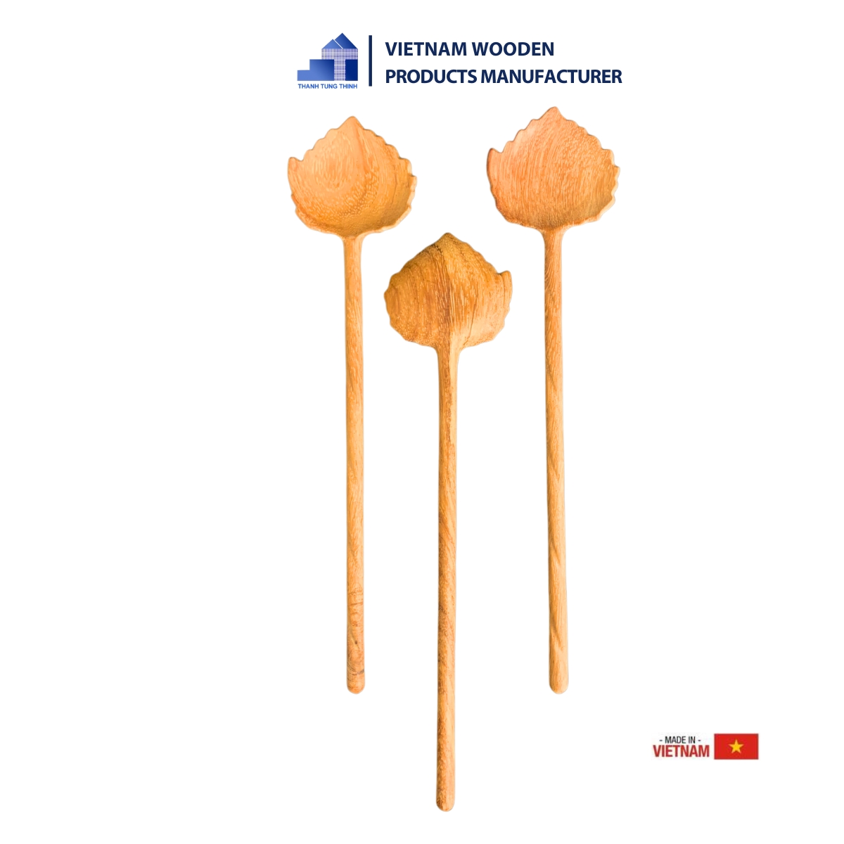 Bodhi Leaf-Shaped Wooden Spoon