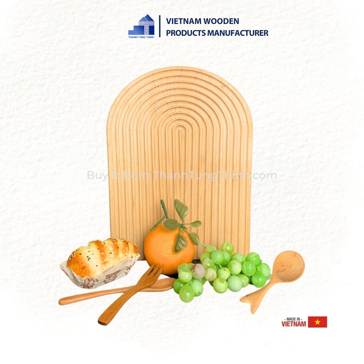 Arch Groove Wooden Tray For Desserts