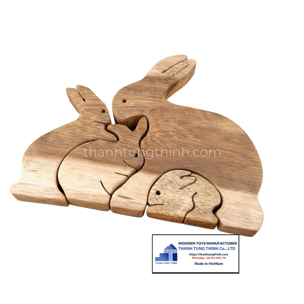 Wooden Toy Rabbit Family - Puzzle Toy Wholesale