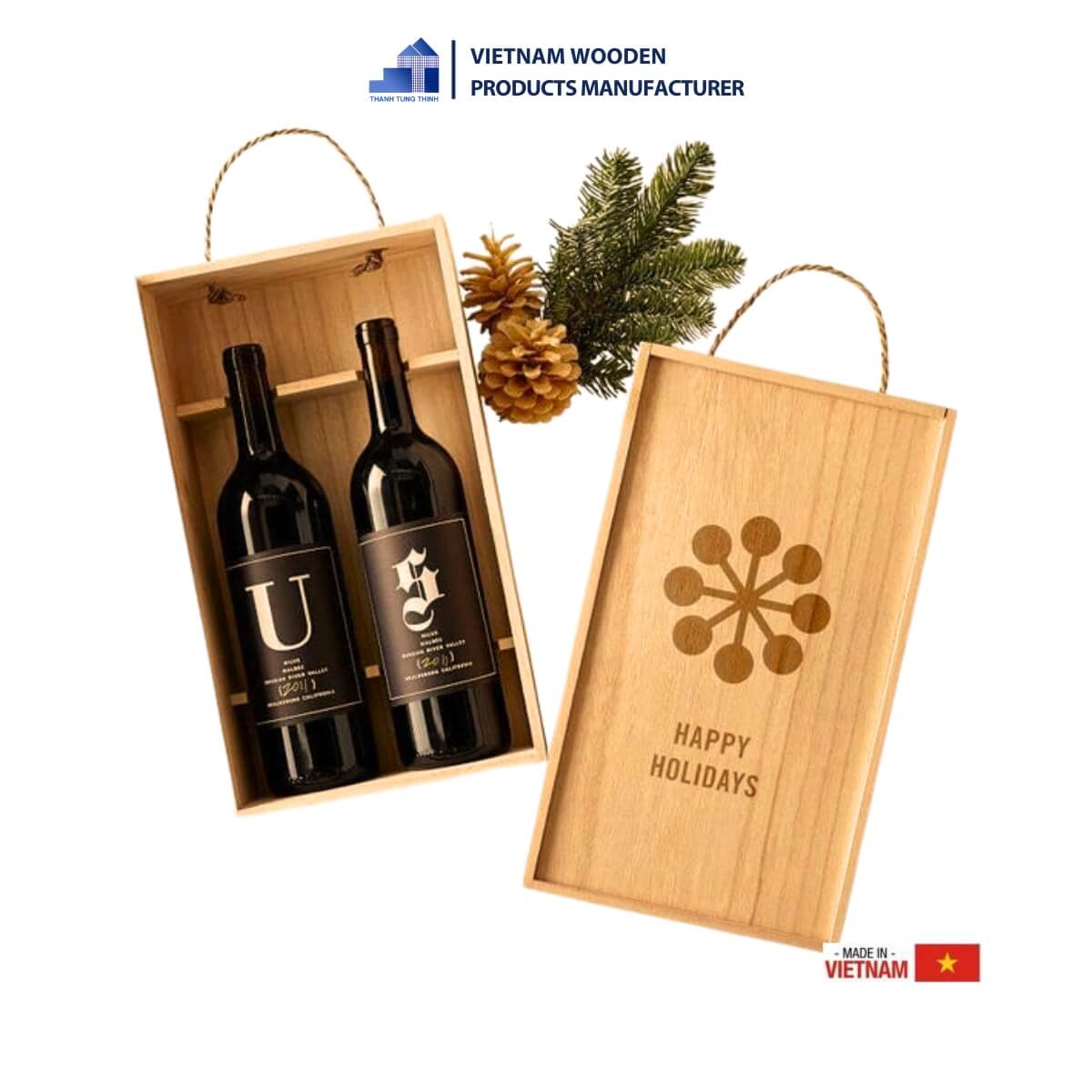 Classic 2 Bottle Wooden Wine Box