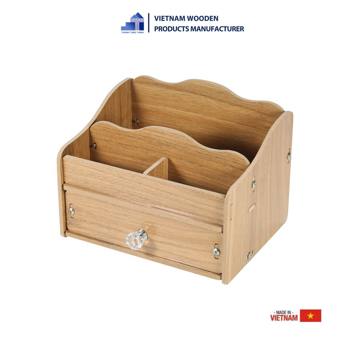 Wooden Wavy Design Cosmetic Box