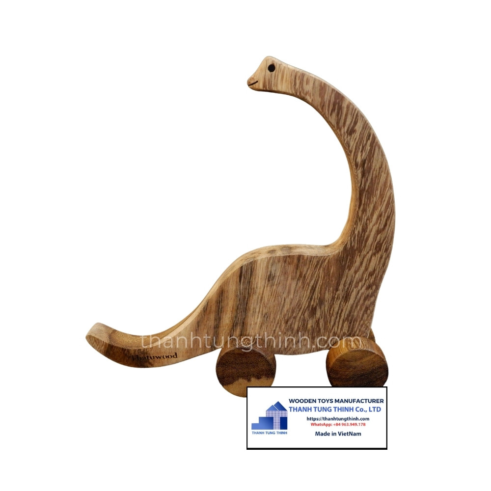 Safe Wooden Dinosaur Toy With Wheels - Wholesale Available