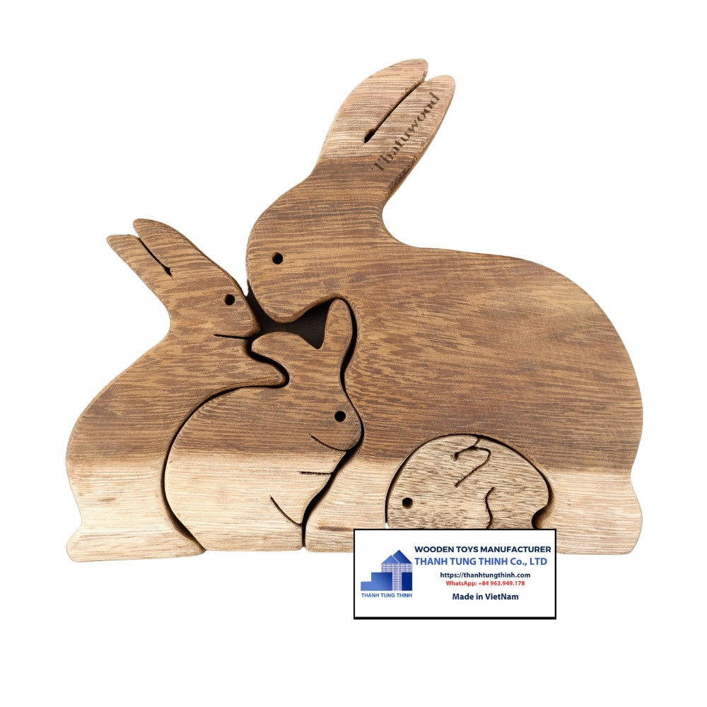 Wooden Toy Rabbit Family - Puzzle Toy Wholesale